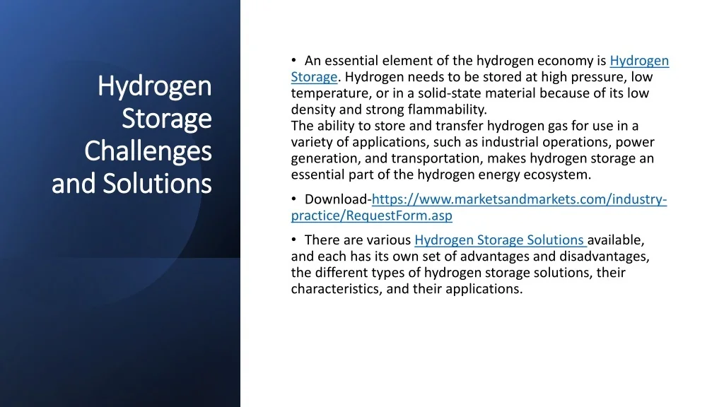 PPT - Hydrogen Storage Challenges and Solutions PowerPoint Presentation ...