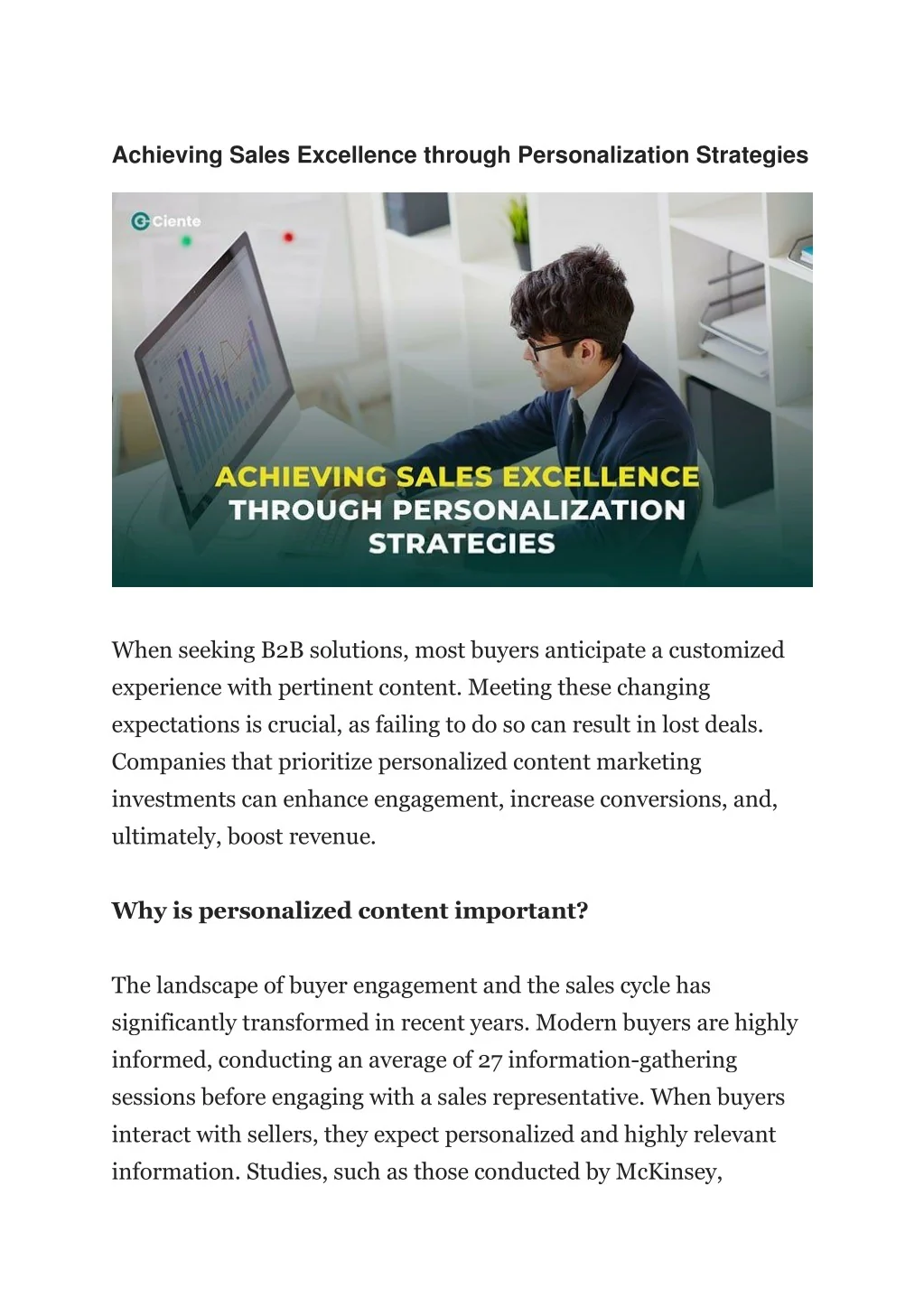 PPT - Achieving Sales Excellence through Personalization Strategies ...