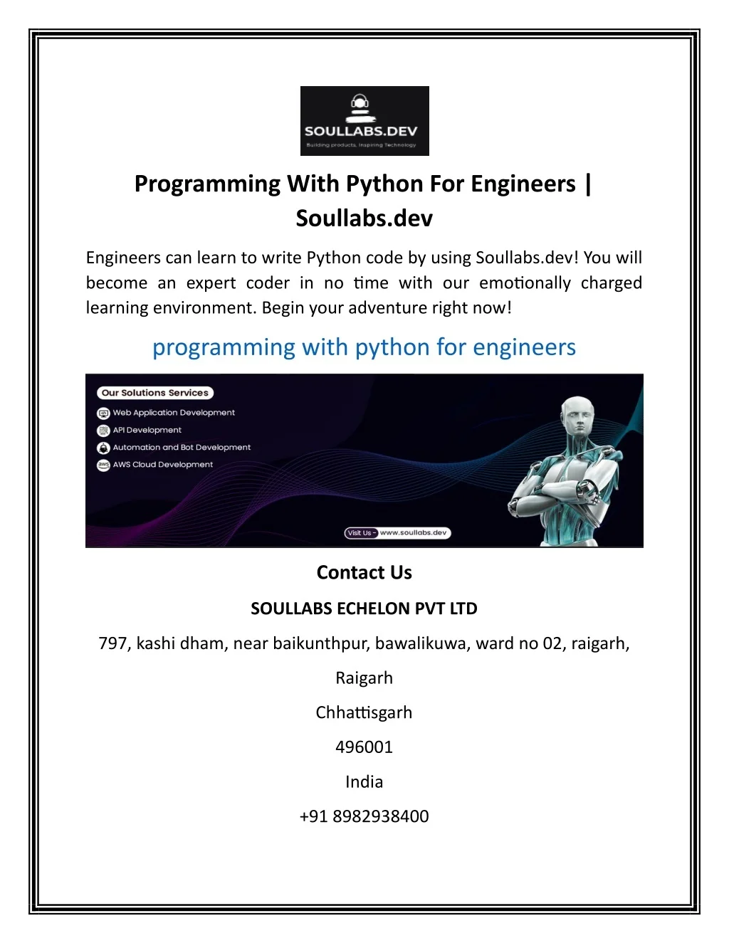 PPT - Programming With Python For Engineers Soullabs.dev PowerPoint Presentation - ID:12630640