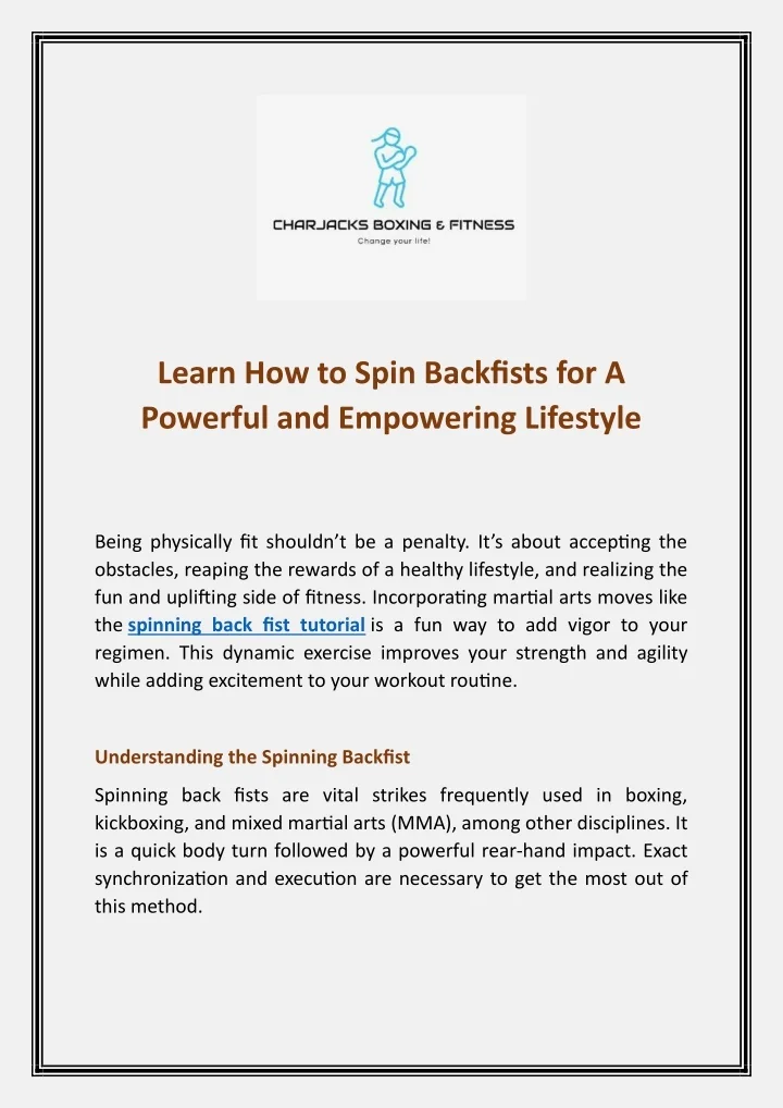 PPT - Learn How to Spin Backfists for A Powerful and Empowering ...