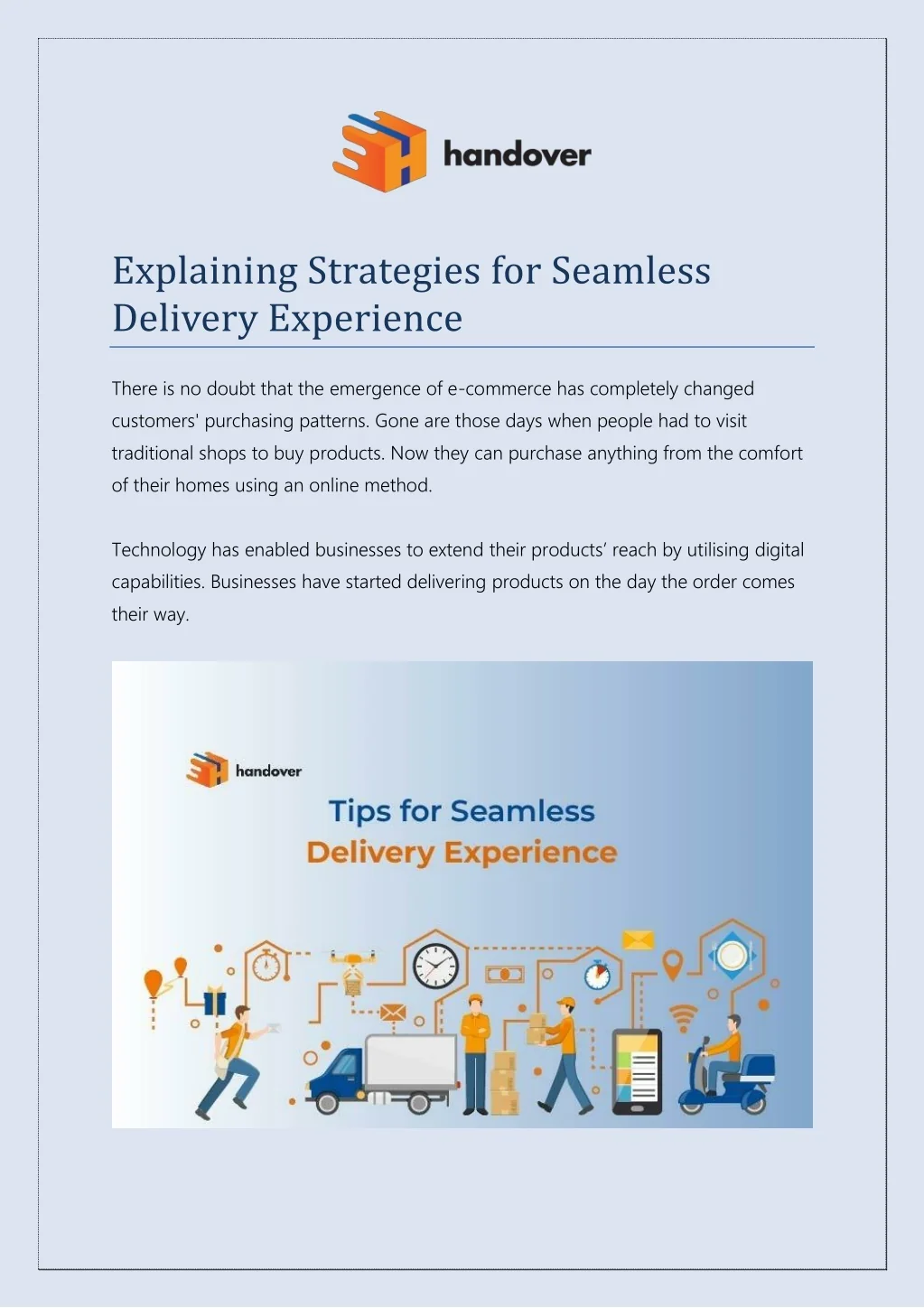 PPT - Explaining Strategies for Seamless Delivery Experience-handover ...