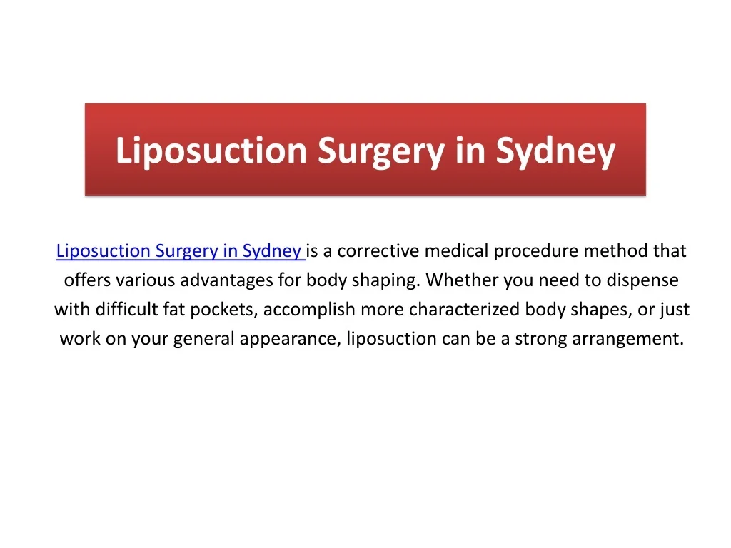 PPT - Best Liposuction Surgery Sydney PowerPoint Presentation, free ...