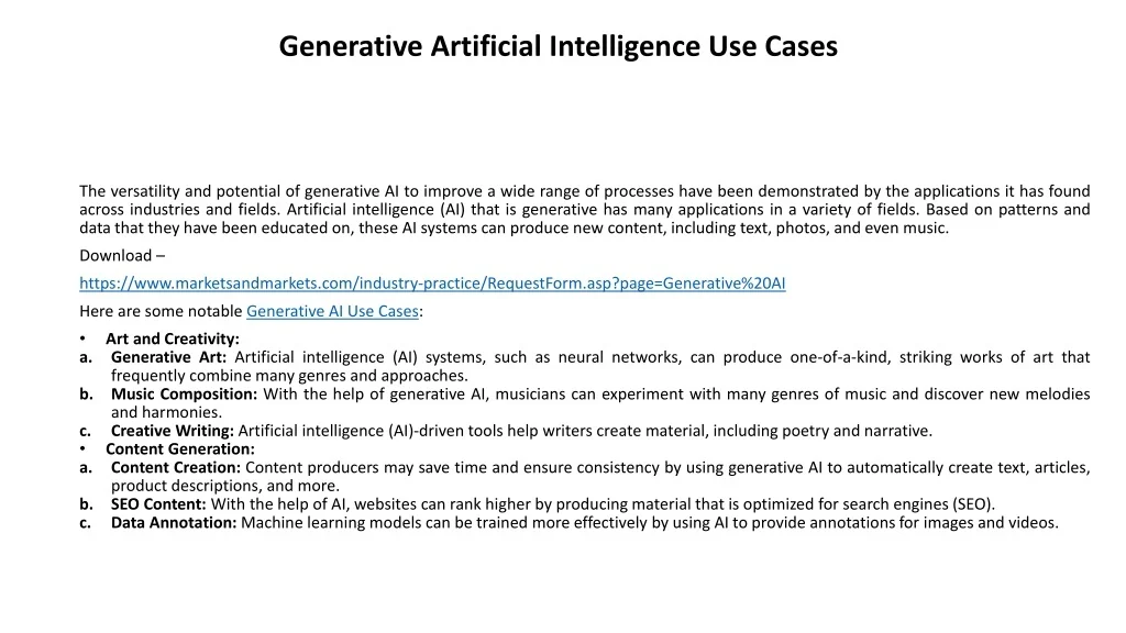 PPT - Generative Artificial Intelligence Use Cases PowerPoint ...