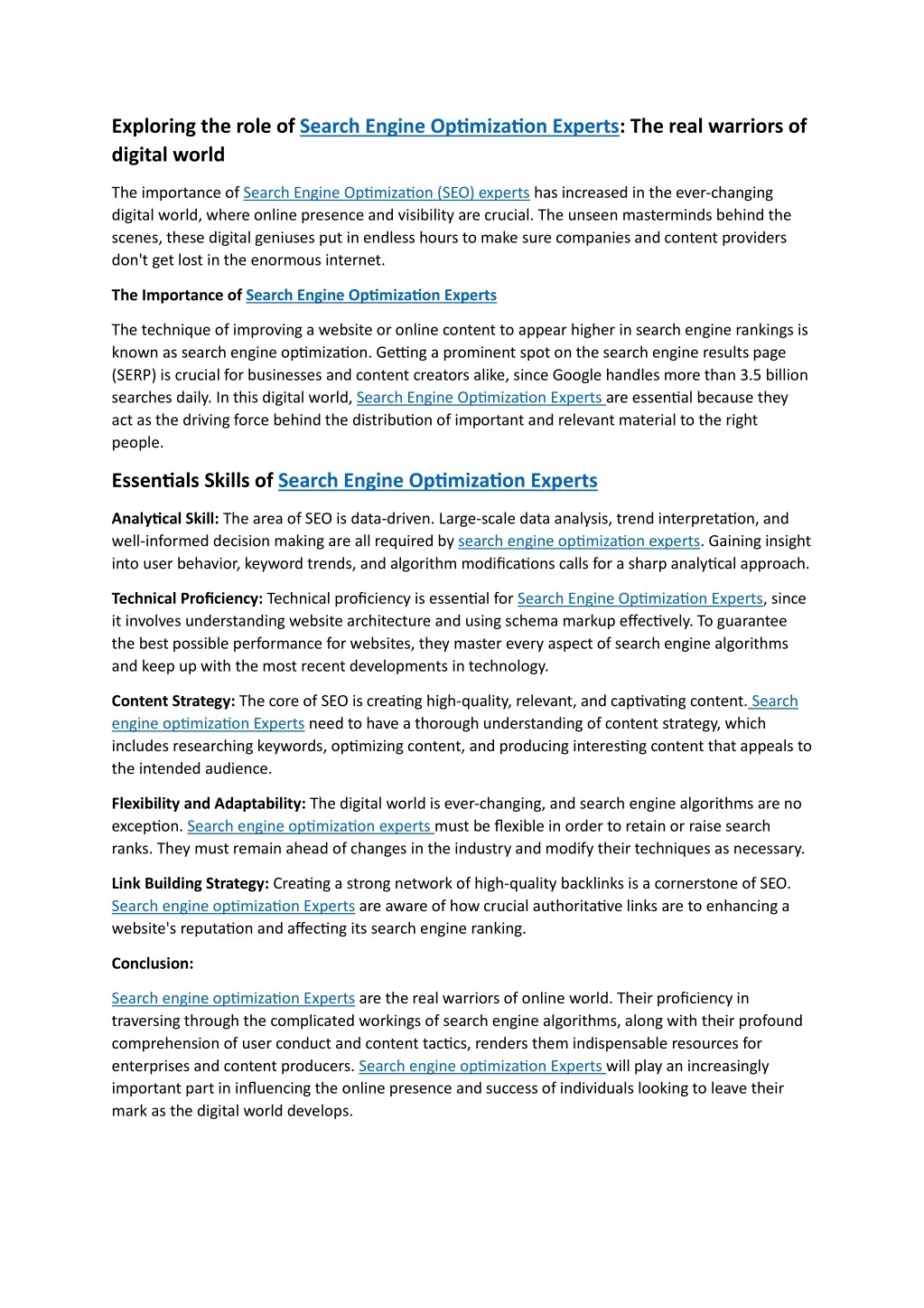 PPT - Exploring the role of Search Engine Optimization Experts ...
