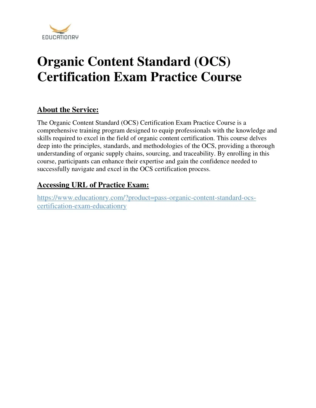 PPT - Organic Content Standard (OCS) Certification Exam Practice Course ...