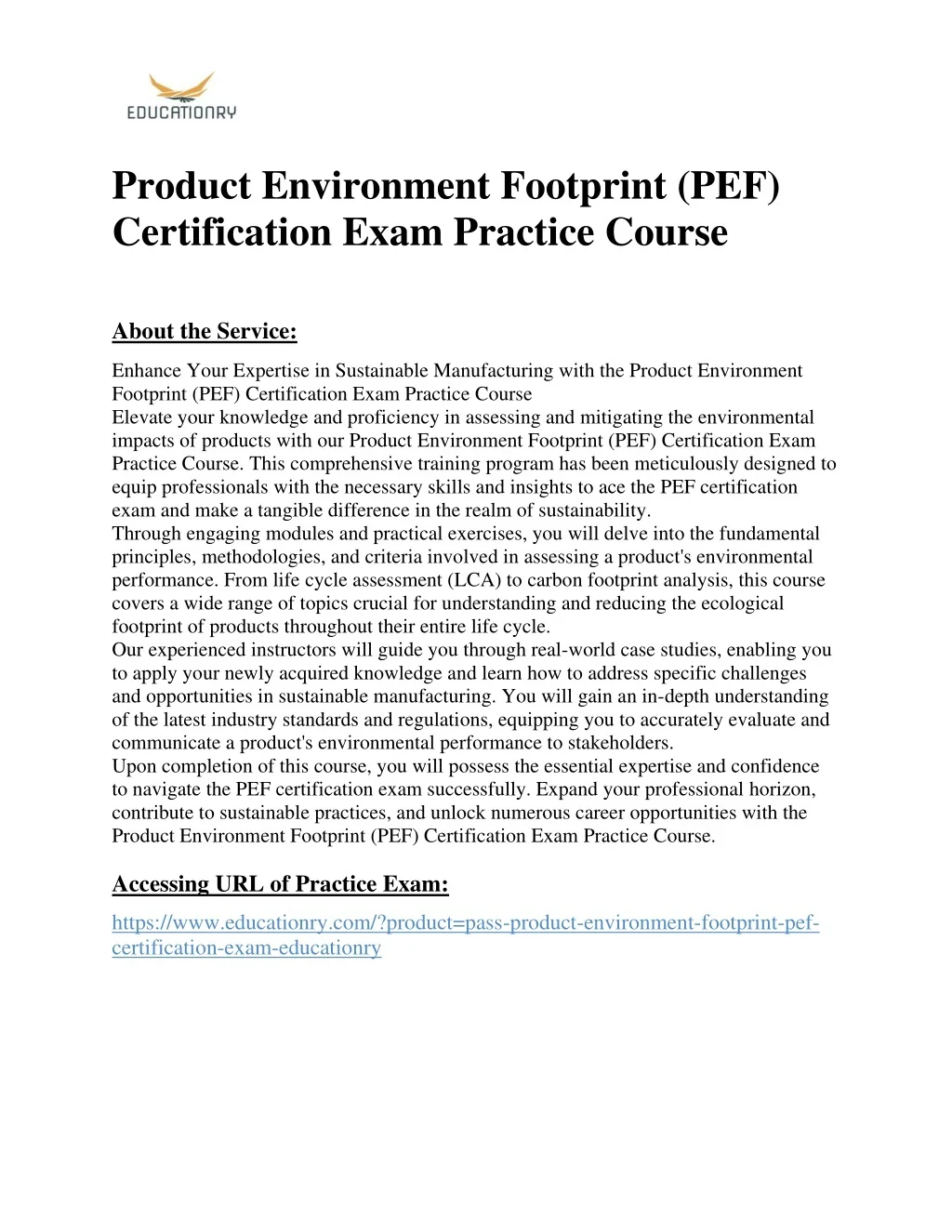 PPT - Product Environment Footprint (PEF) Certification Exam Practice ...