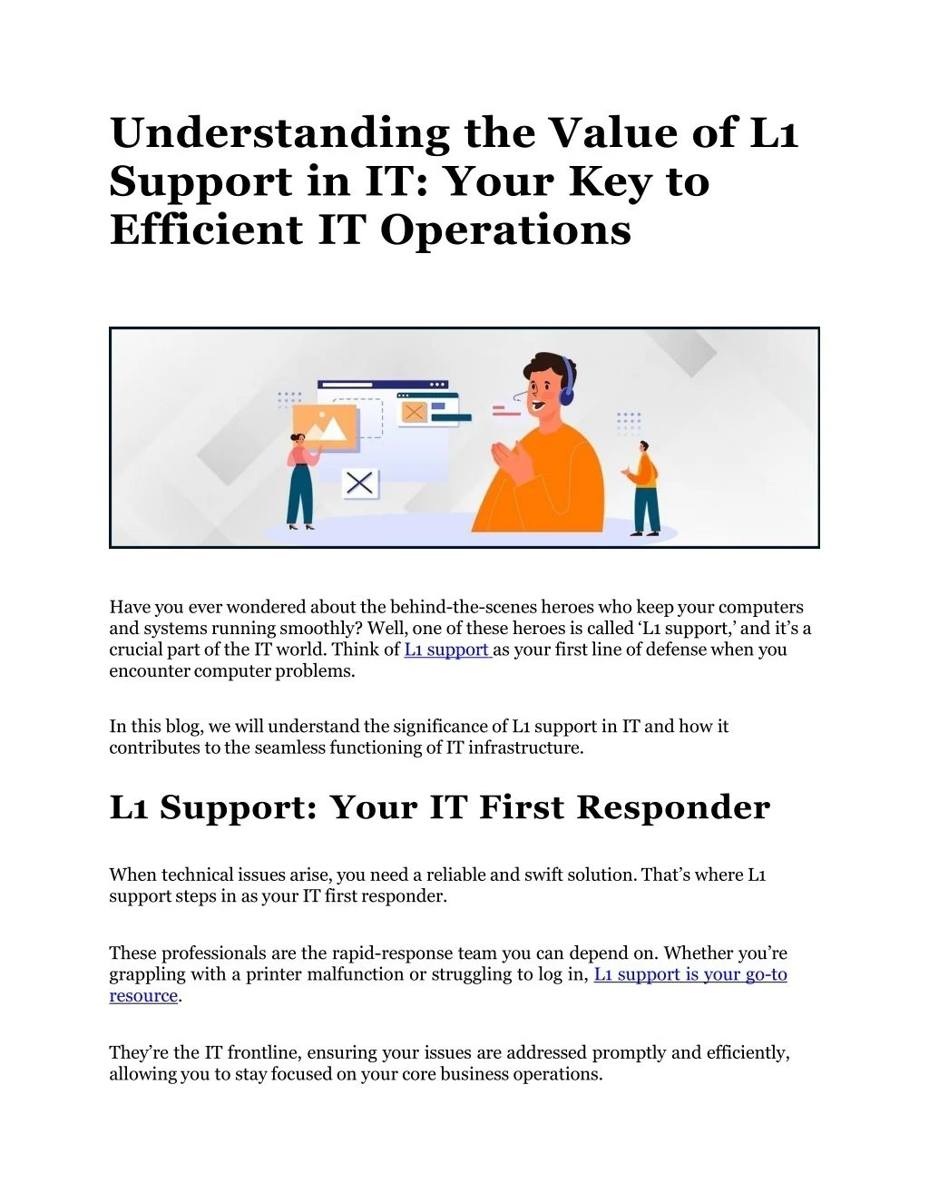 PPT - Understanding the Value of L1 Support in IT PowerPoint ...