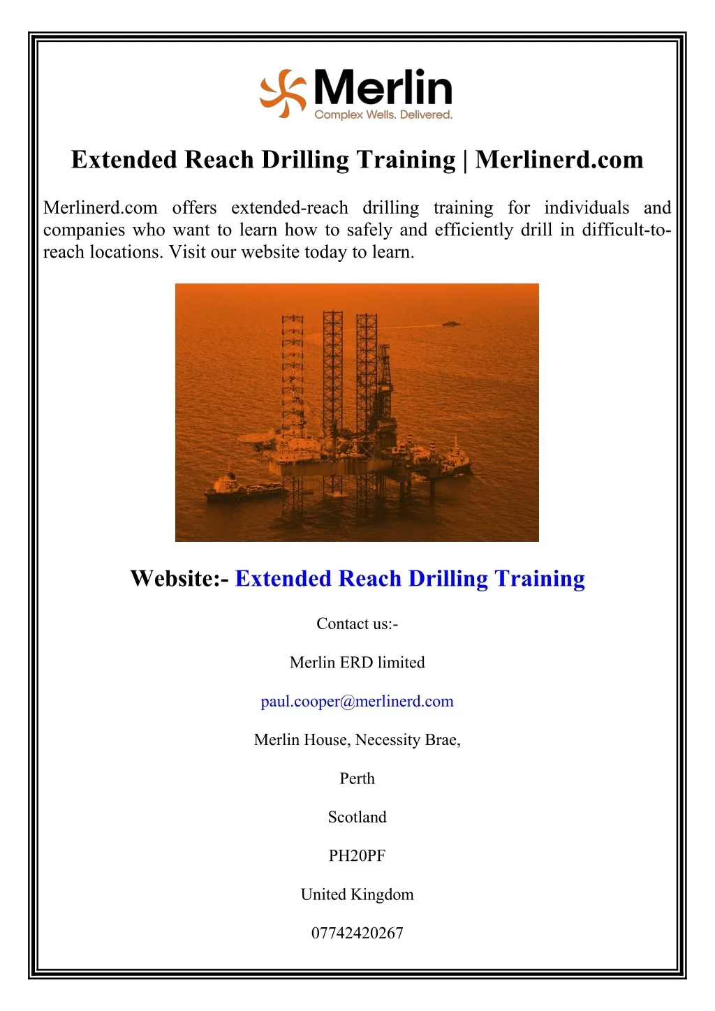 PPT - Extended Reach Drilling Training Merlinerd.com PowerPoint ...