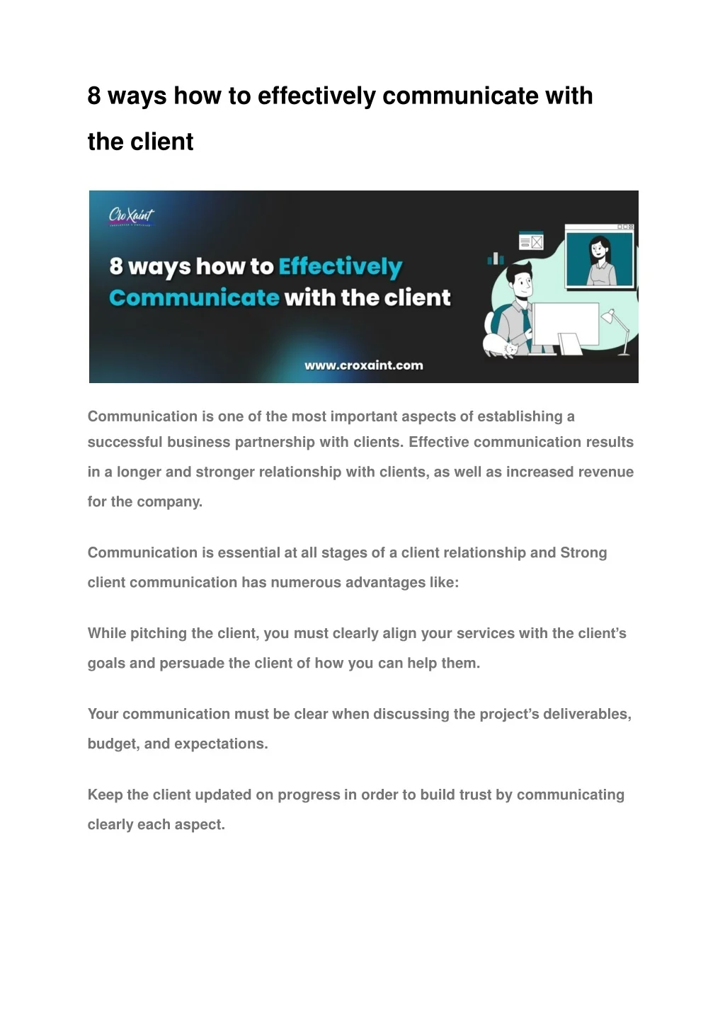 PPT - 8 ways how to effectively communicate with the client PowerPoint ...