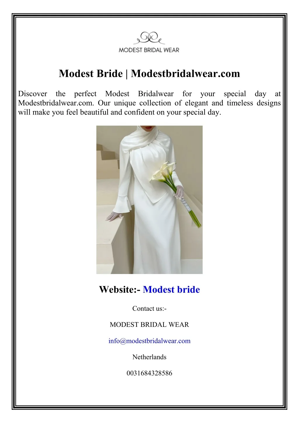 PPT - Modest Bride Modestbridalwear.com PowerPoint Presentation, free download - ID:12640356