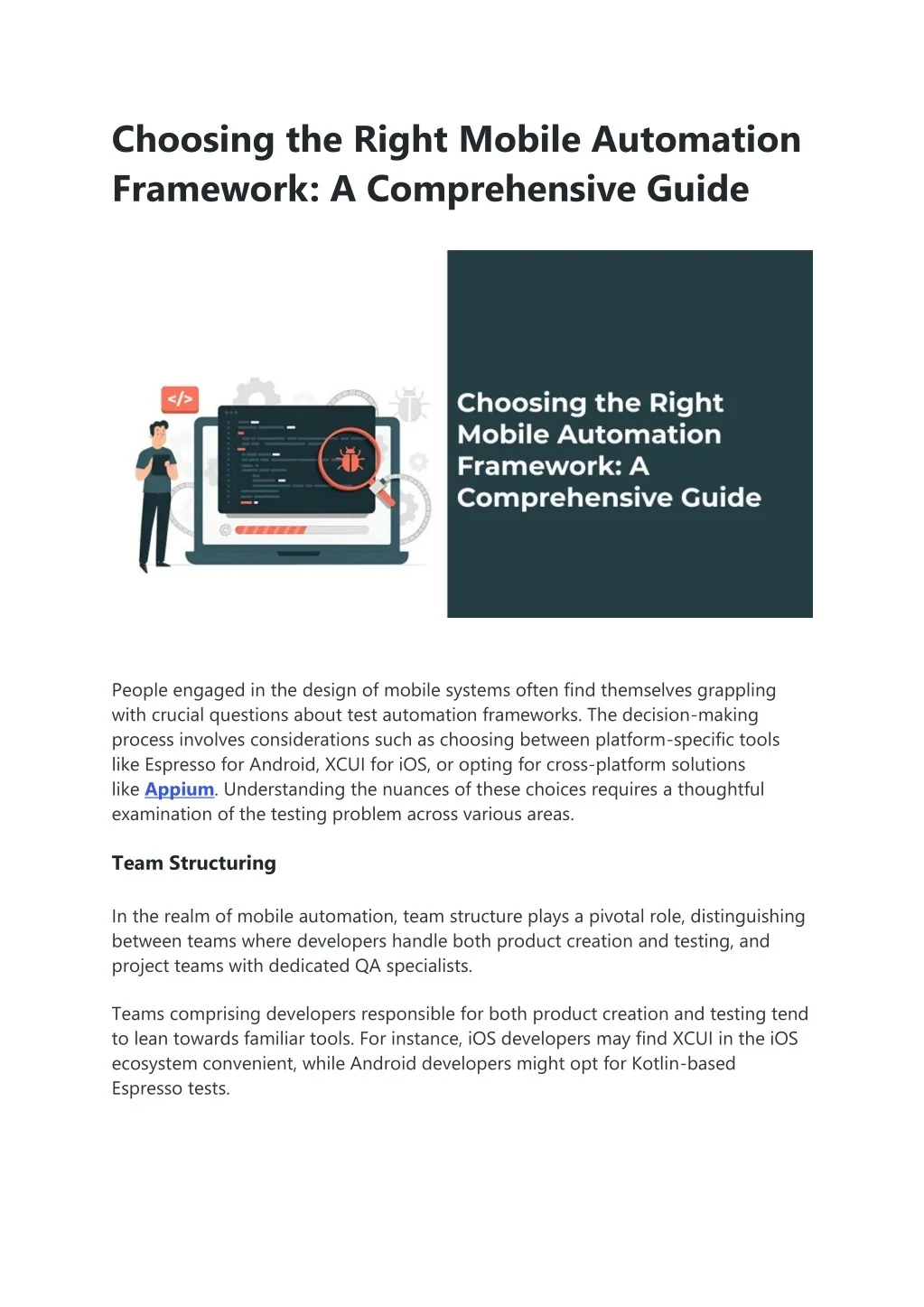PPT - Choosing the Right Mobile Automation Framework PowerPoint ...