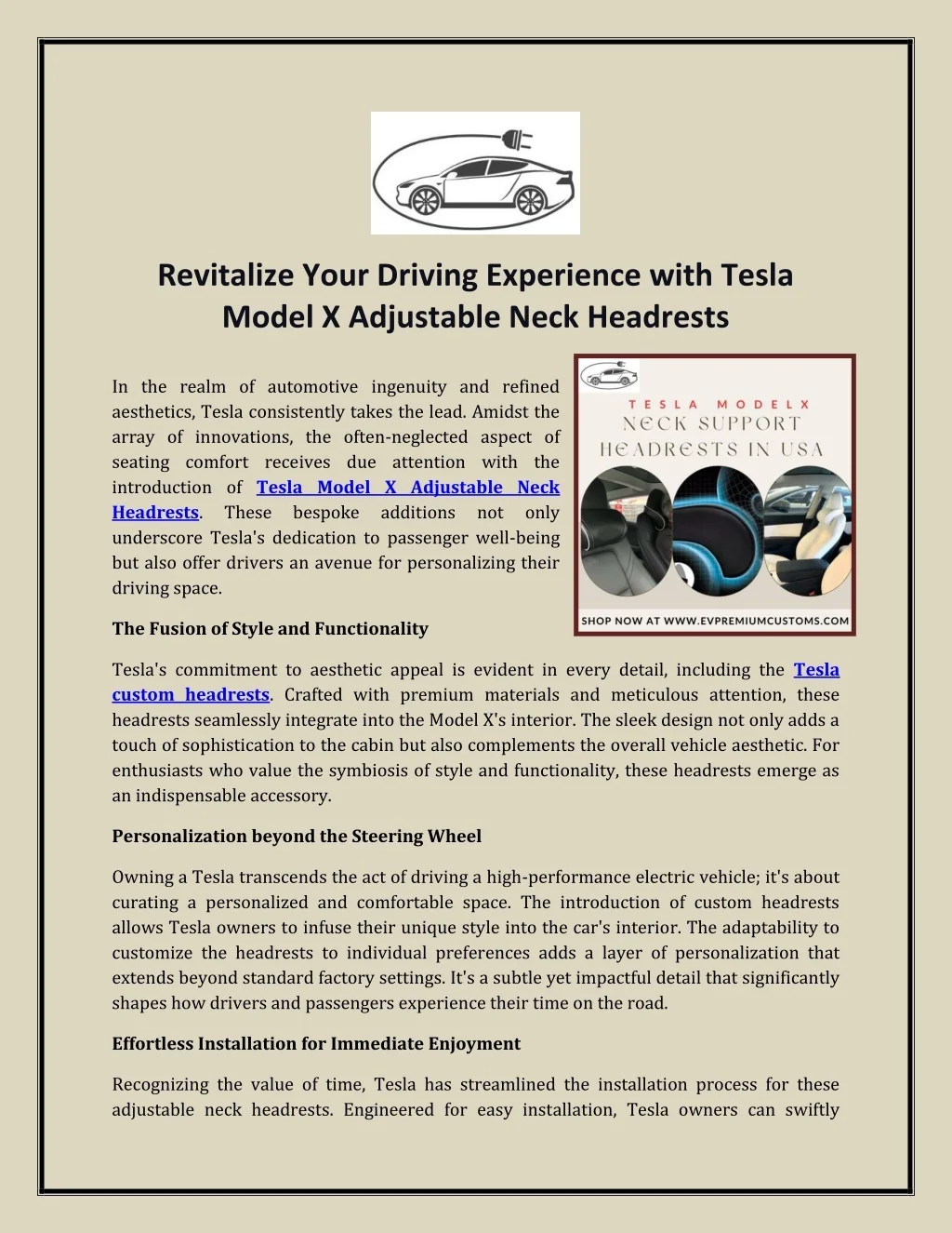 PPT - Revitalize Your Driving Experience with Tesla Model X Adjustable ...