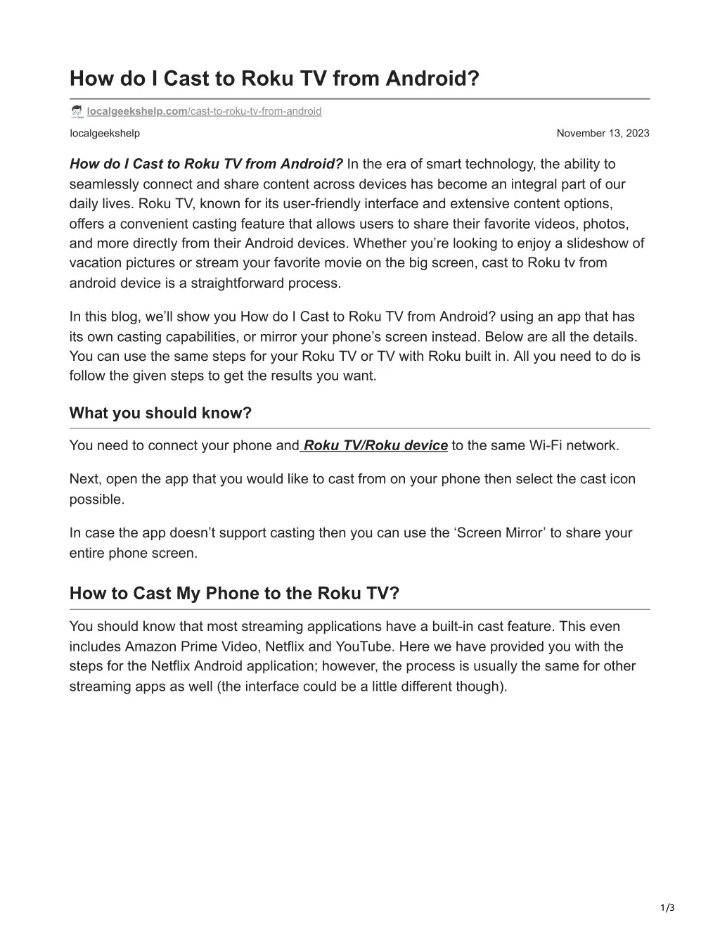 PPT - How do I Cast to Roku TV from Android PowerPoint Presentation ...