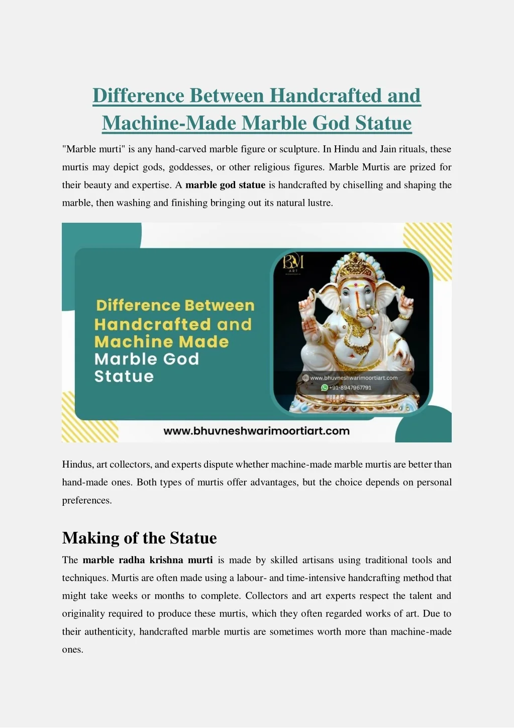 PPT - Difference Between Handcrafted and Machine-Made Marble God Statue ...