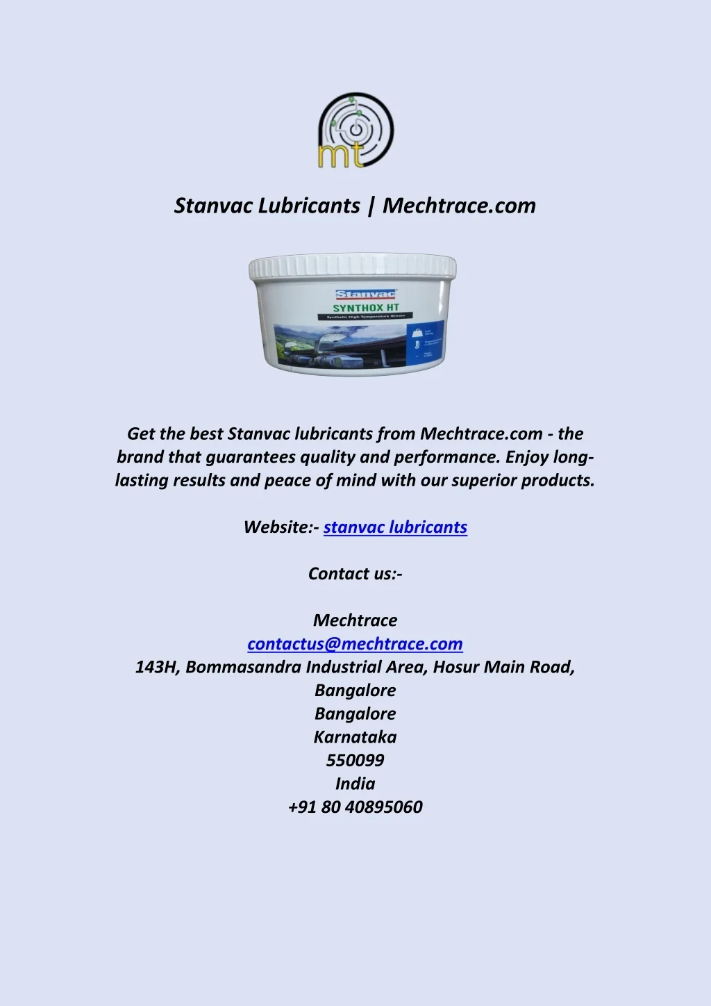 PPT - Stanvac Lubricants Mechtrace com PowerPoint Presentation, free ...