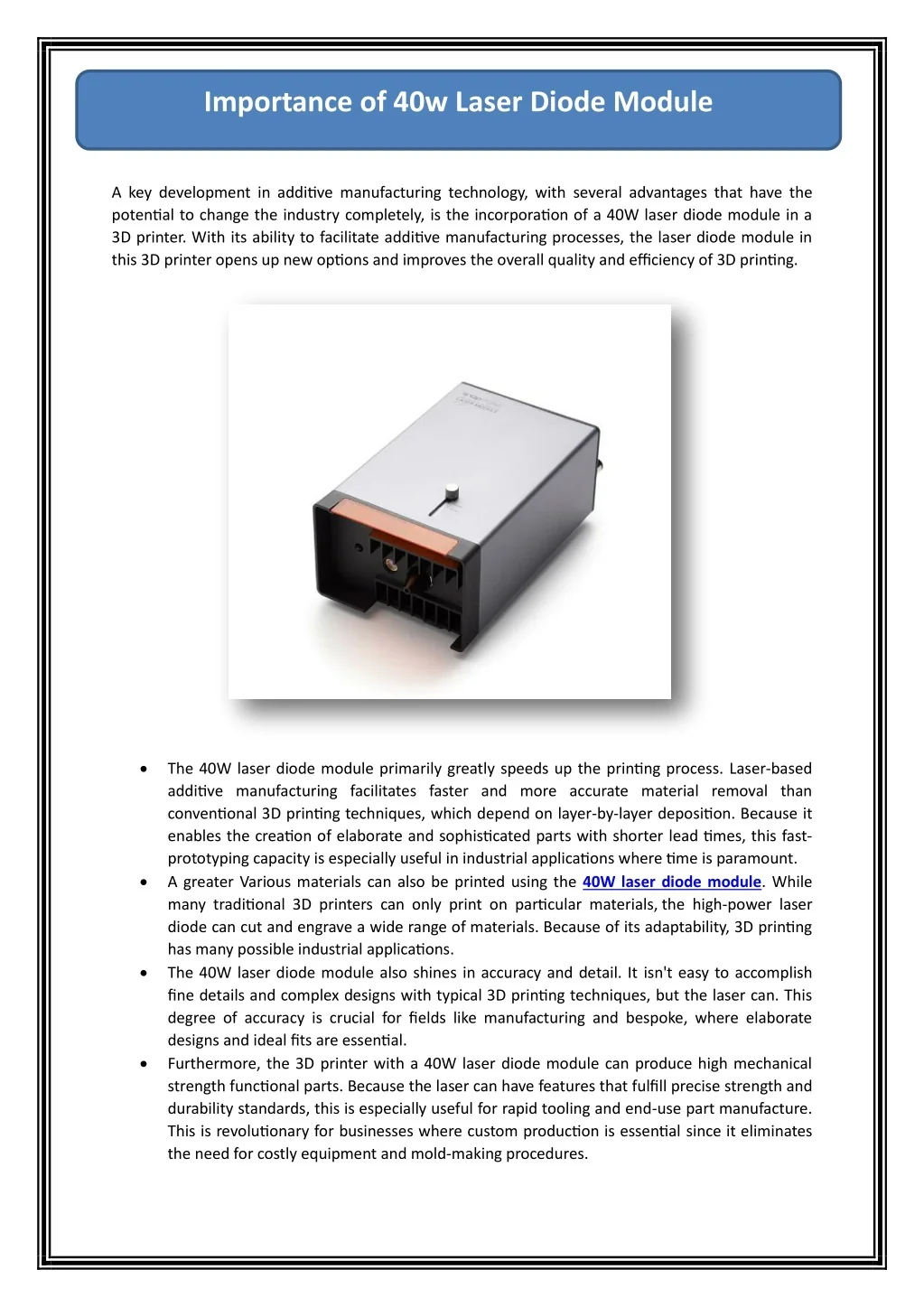 PPT - Importance of 40w Laser Diode Module PowerPoint Presentation ...
