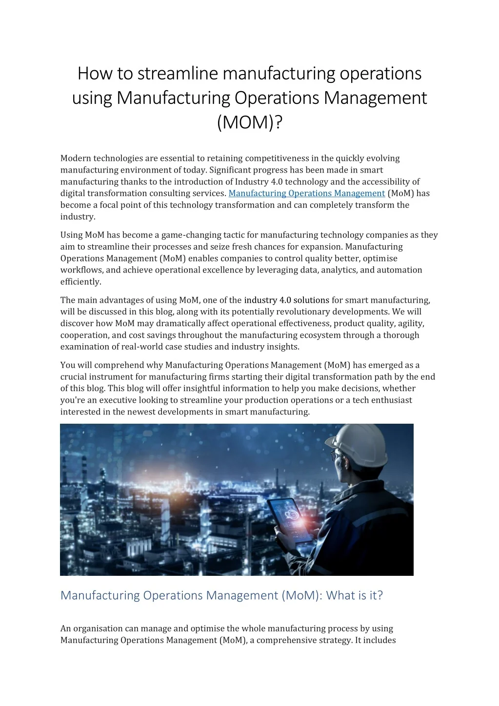 PPT - How to streamline manufacturing operations using MOM PowerPoint ...