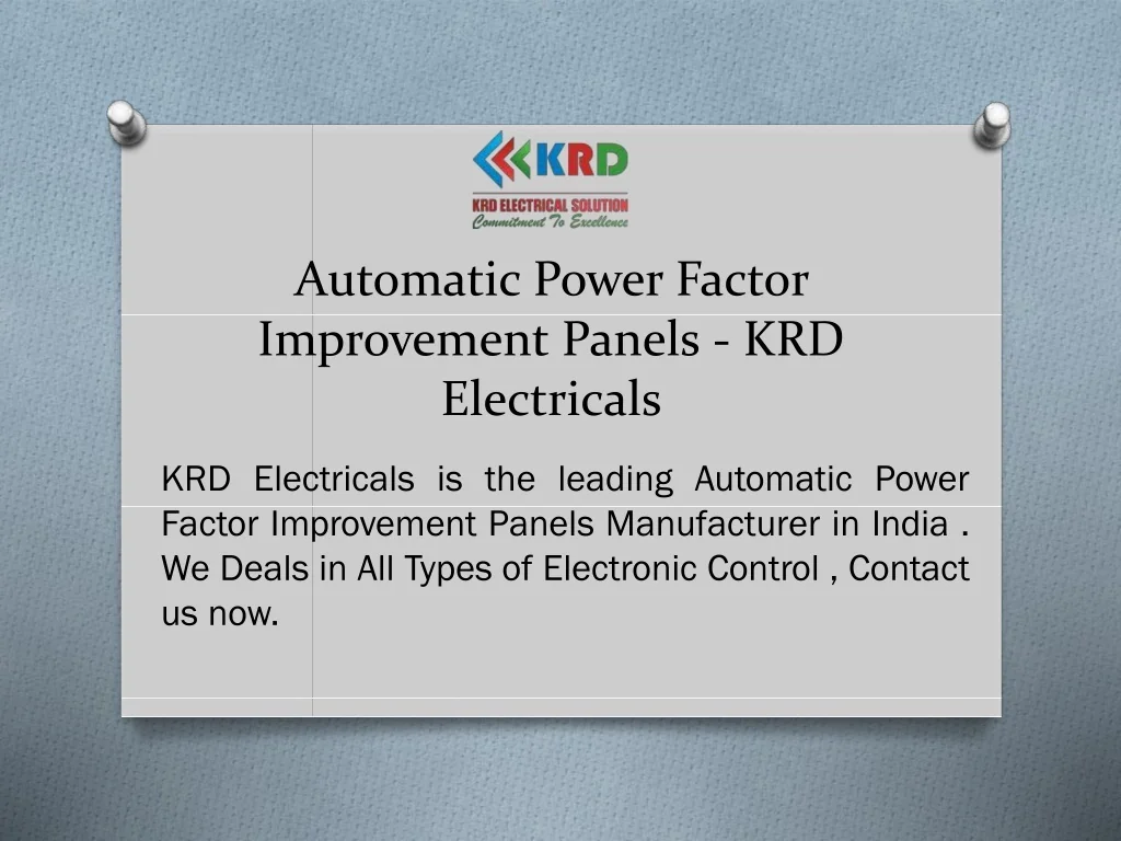 PPT - Automatic Power Factor Improvement Panels - KRD Electricals PowerPoint Presentation - ID ...