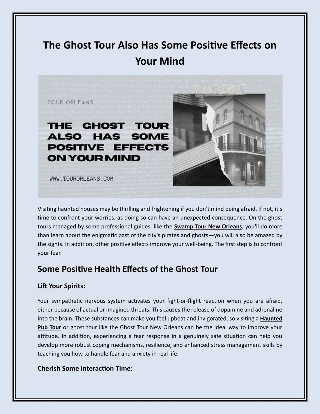 PPT - The Ghost Tour Also Has Some Positive Effects on Your Mind ...