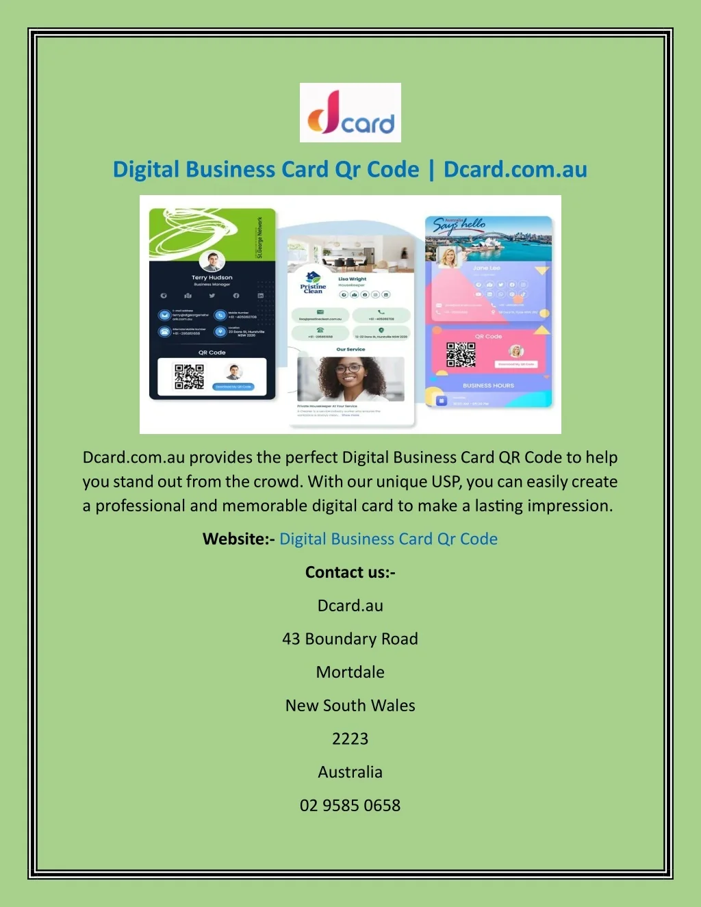 PPT - Digital Business Card Qr Code Dcard.com PowerPoint Presentation - ID:12648149