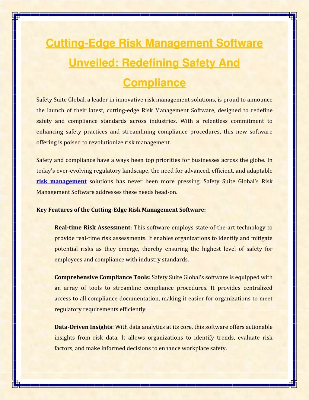 PPT - Cutting-Edge Risk Management Software Unveiled Redefining Safety ...