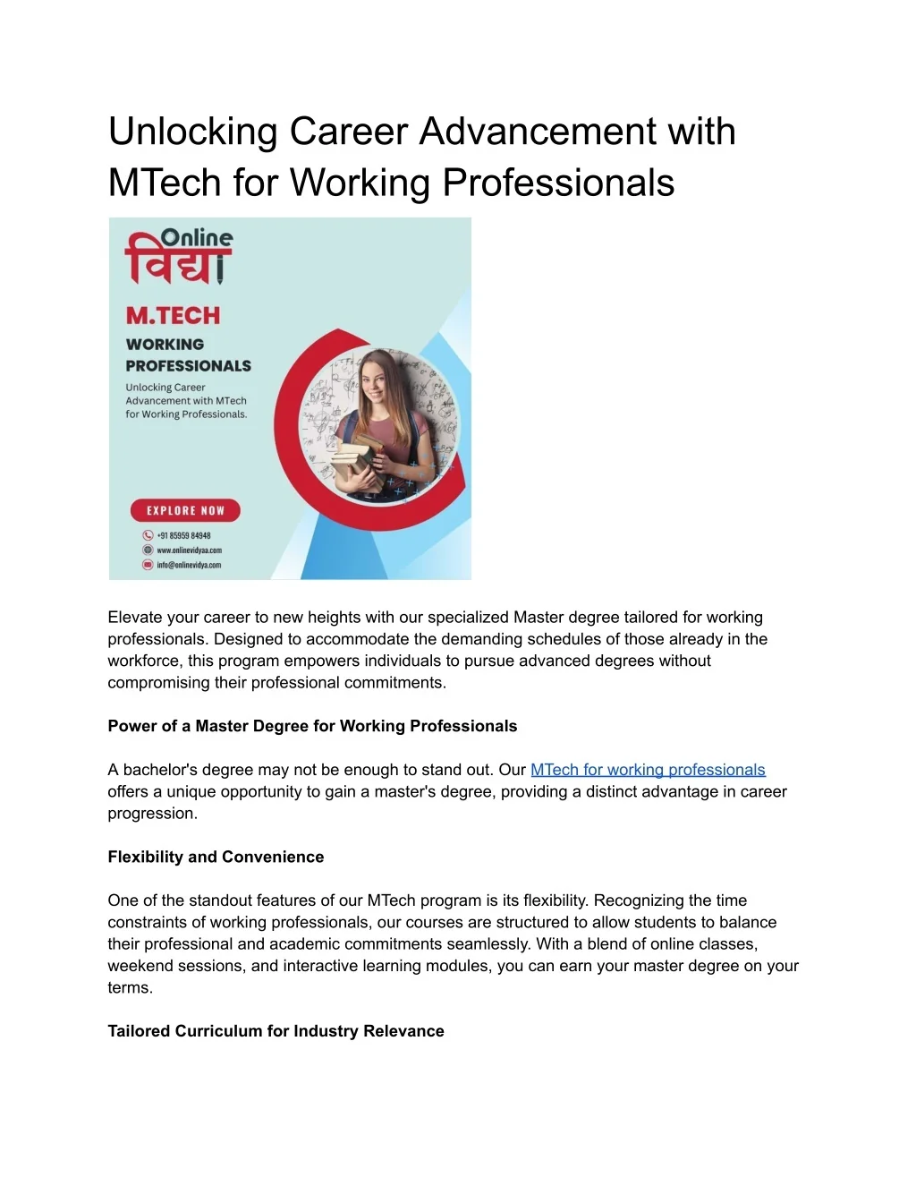 PPT - Unlocking Career Advancement with MTech for Working Professionals PowerPoint Presentation ...