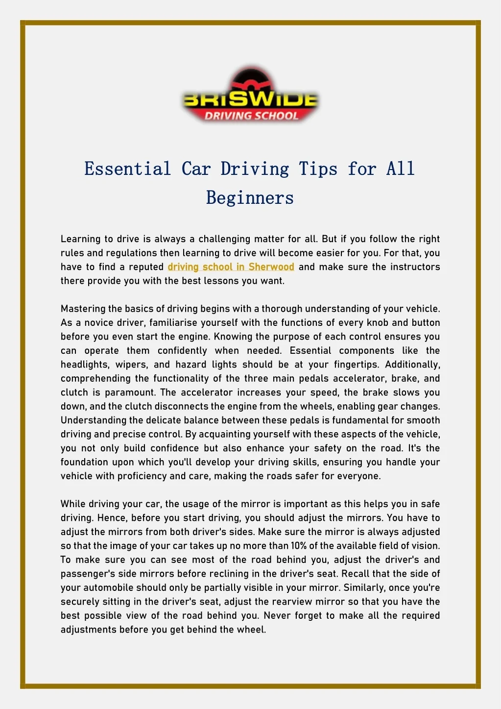 PPT - Essential Car Driving Tips for All Beginners PowerPoint ...