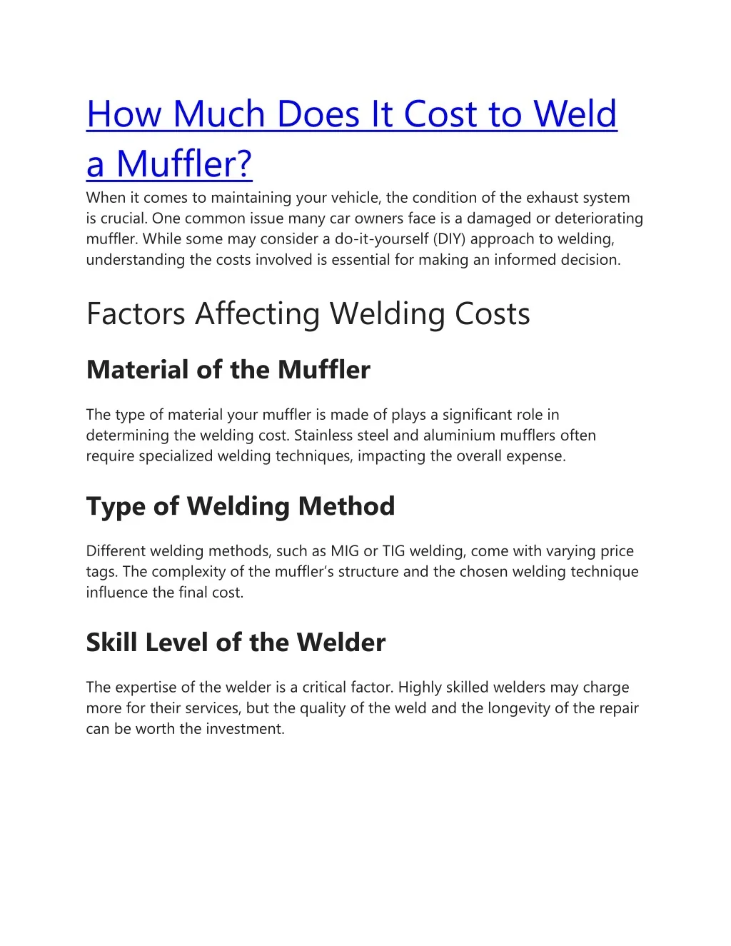 PPT - How Much Does It Cost to Weld a Muffler PowerPoint Presentation ...