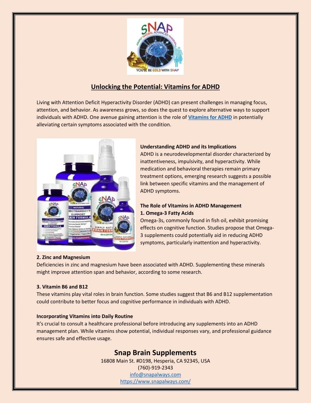 PPT - Unlocking the Potential Vitamins for ADHD PowerPoint Presentation ...