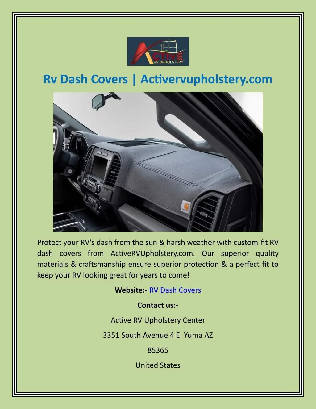 PPT - Rv Dash Covers Activervupholstery PowerPoint Presentation, free ...