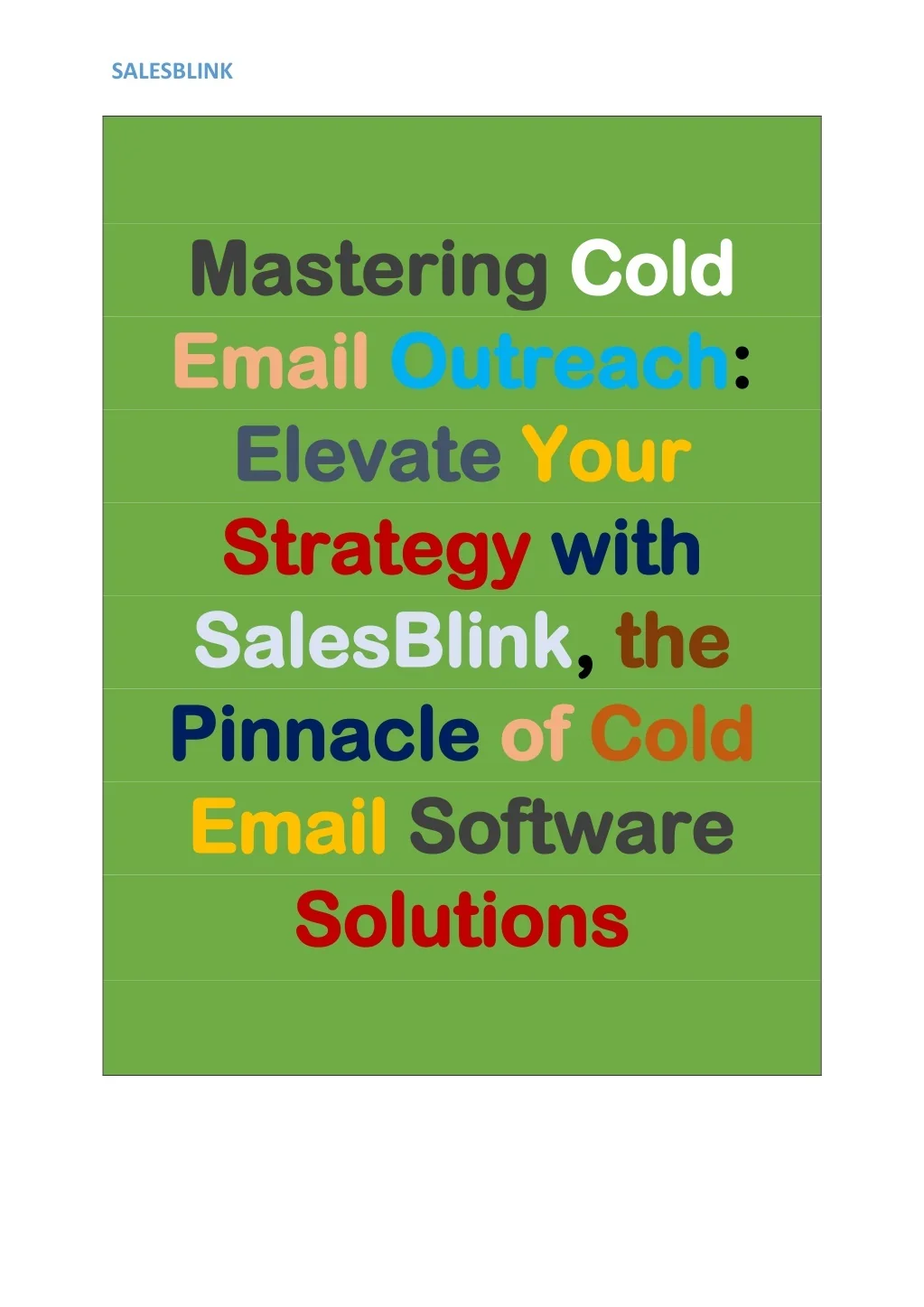 PPT - Mastering Cold Email Outreach- Salesblink PowerPoint Presentation ...
