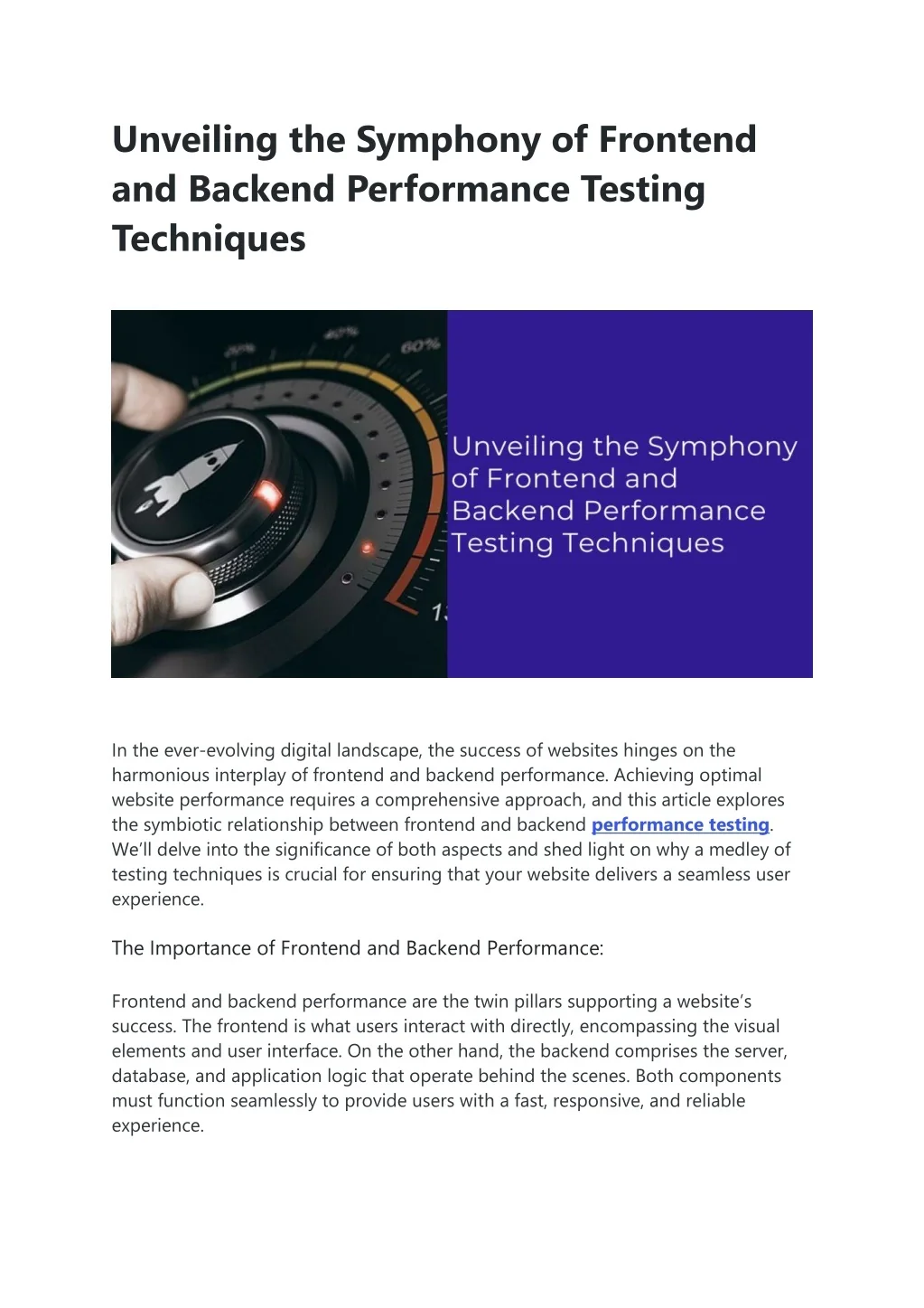 PPT - Unveiling the Symphony of Frontend and Backend Performance ...