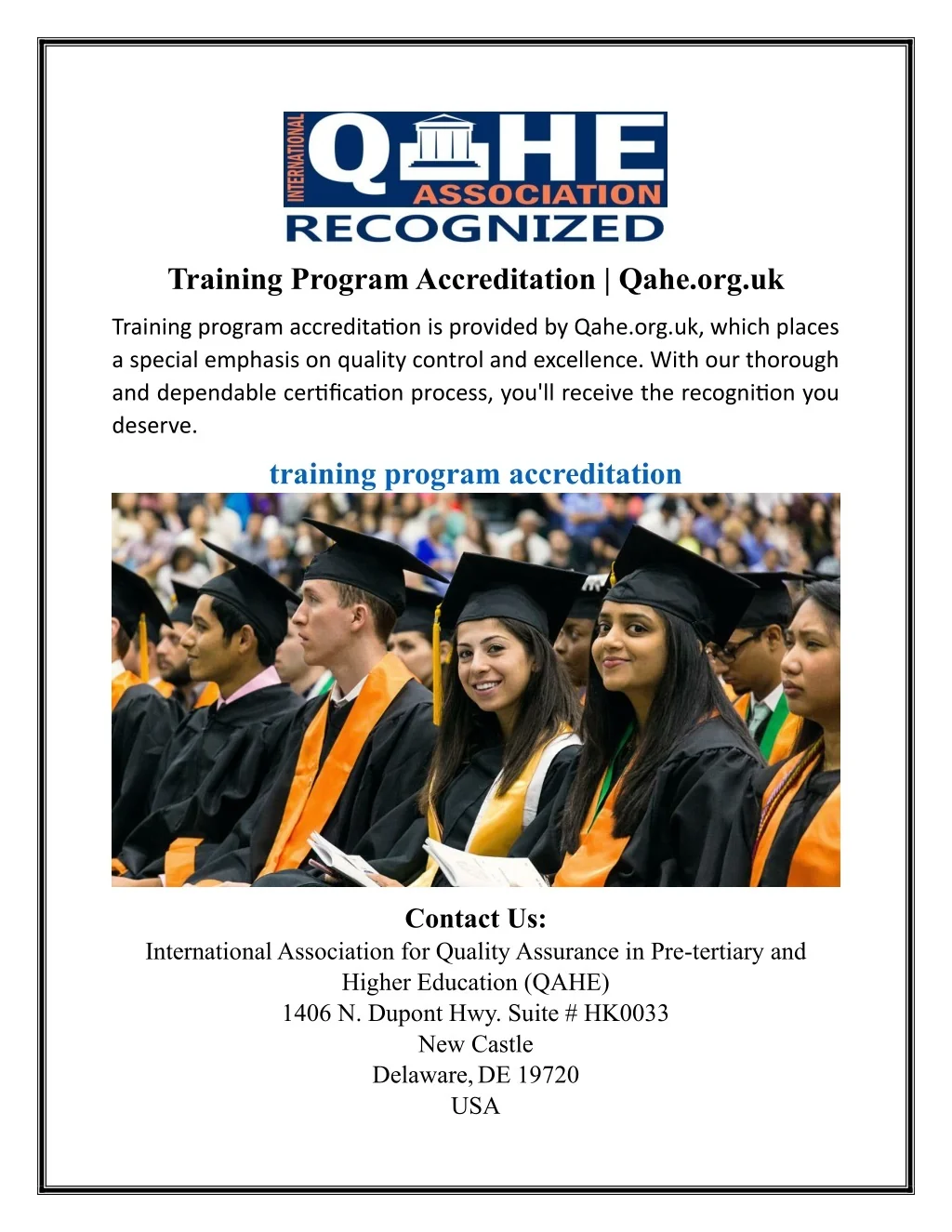 PPT - Training Program Accreditation | Qahe.org.uk PowerPoint Presentation - ID:12656731