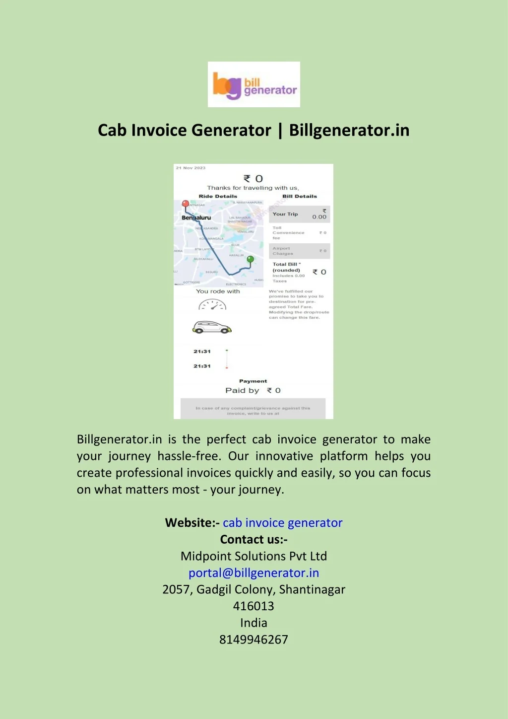 PPT - Cab Invoice Generator Billgenerator.in PowerPoint Presentation ...