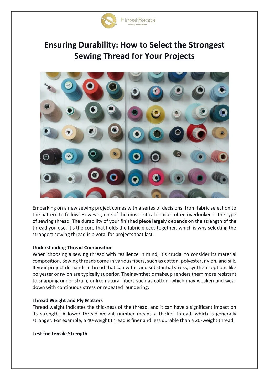 PPT - Ensuring Durability- How to Select the Strongest Sewing Thread ...