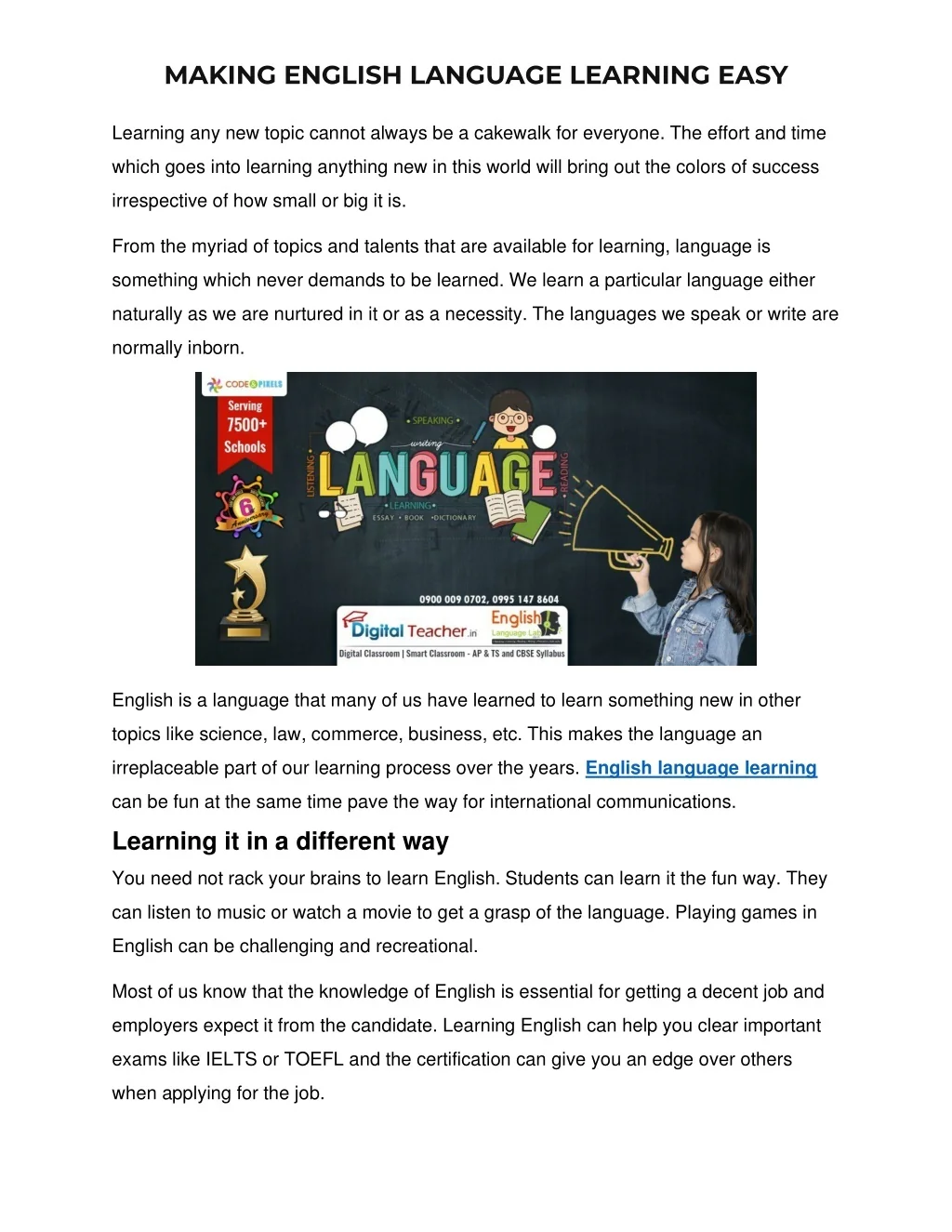 PPT - MAKING ENGLISH LANGUAGE LEARNING EASY PowerPoint Presentation, free download - ID:12658567