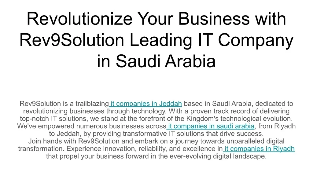 PPT - Revolutionize Your Business with Rev9Solution Leading IT Company ...