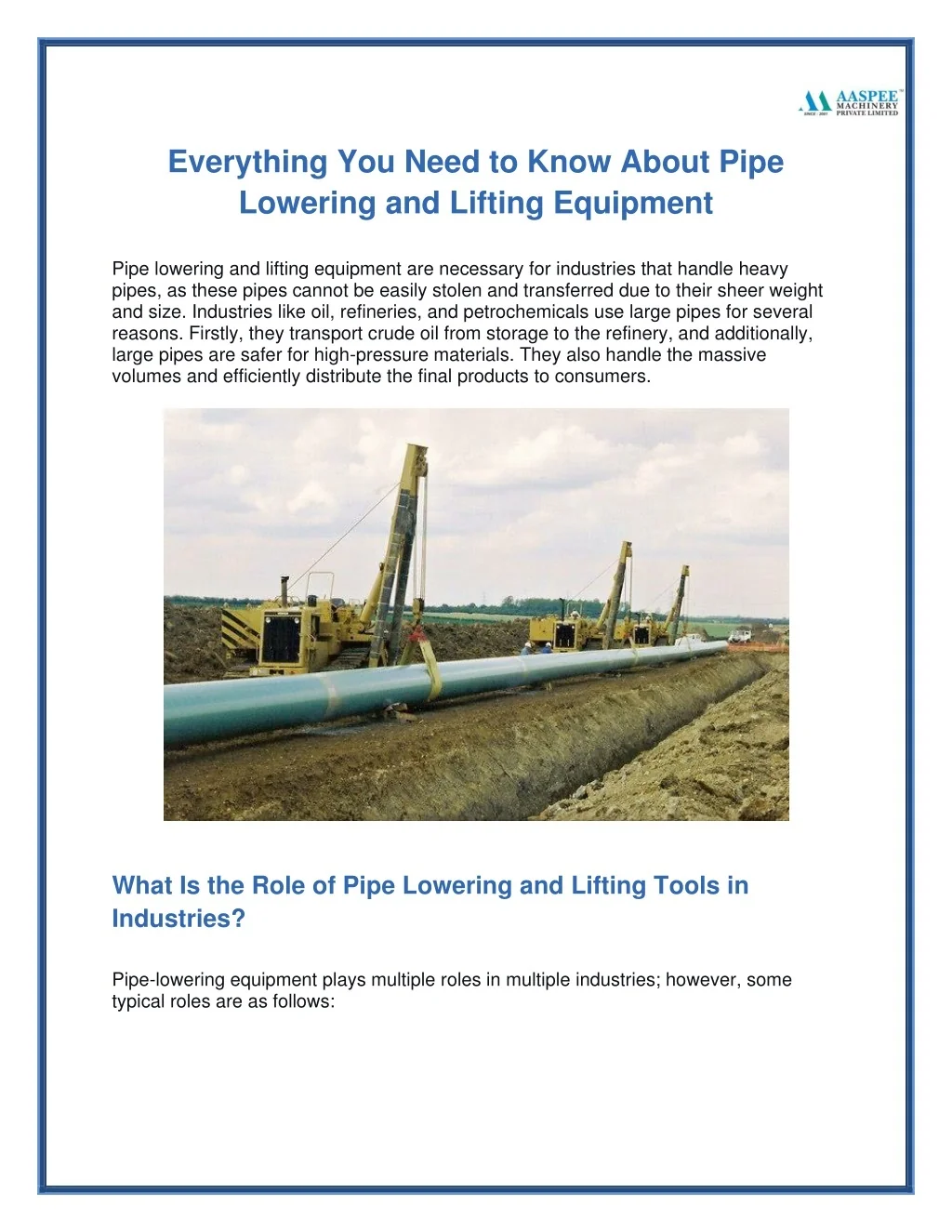PPT - What are Pipe Lifting and lowering Equipment? PowerPoint ...