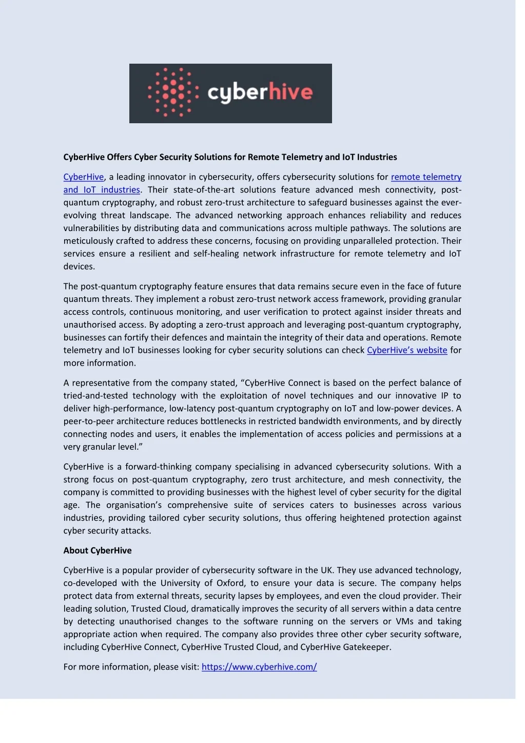 PPT - CyberHive Offers Cyber Security Solutions for Remote Telemetry ...