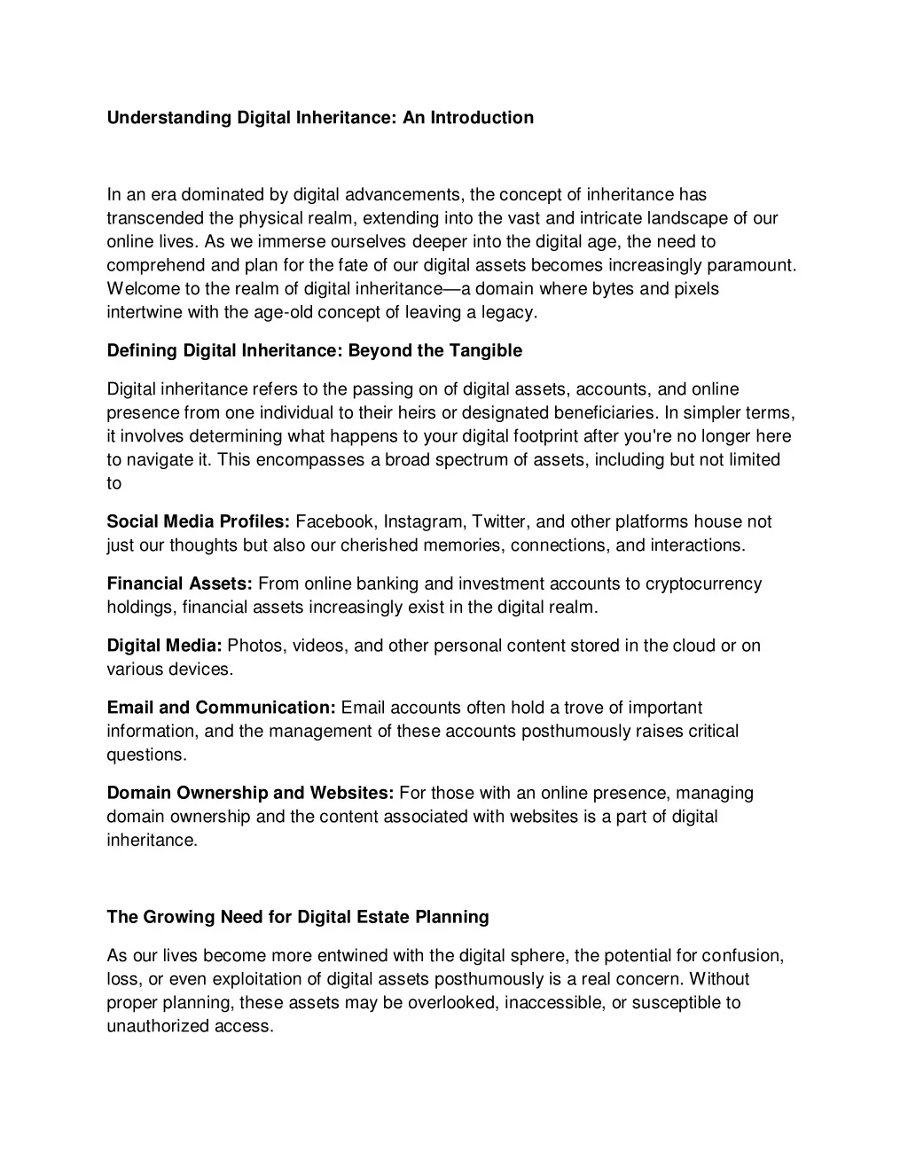 PPT - Understanding Digital Inheritance PowerPoint Presentation, free ...