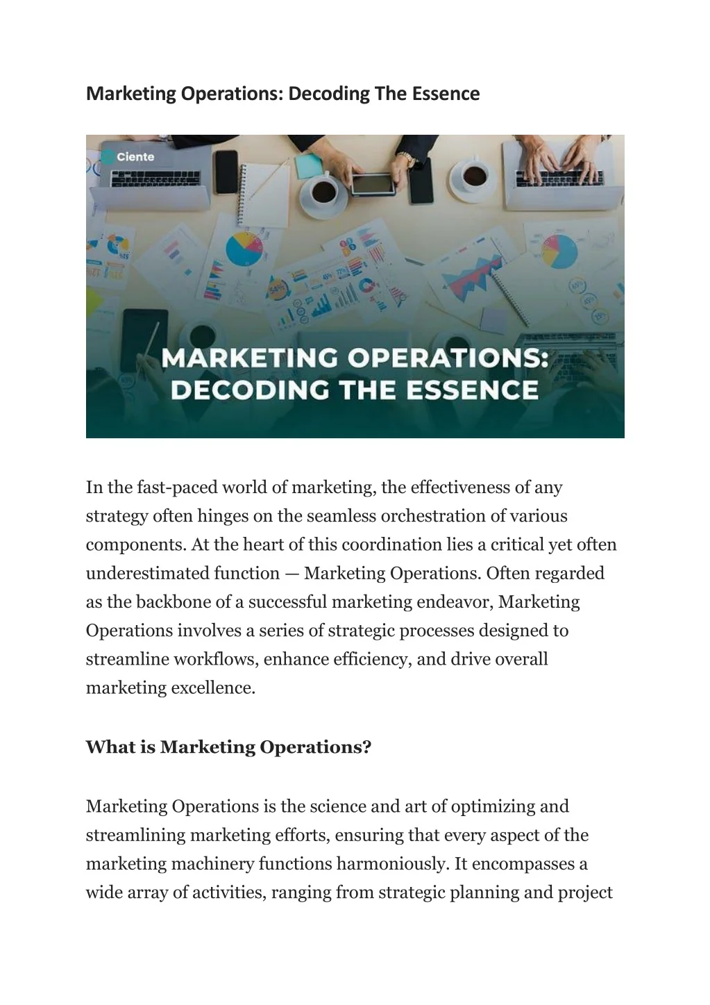 PPT - Marketing Operations: Decoding The Essence PowerPoint ...