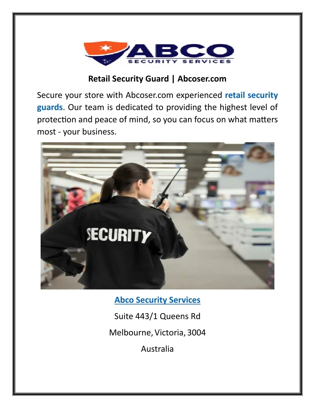PPT - Retail Security Guard | Abcoser.com PowerPoint Presentation, free ...
