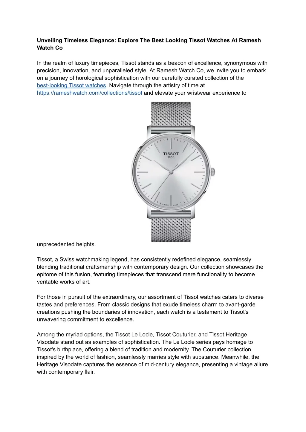 PPT - Unveiling Timeless Elegance Explore The Best Looking Tissot ...