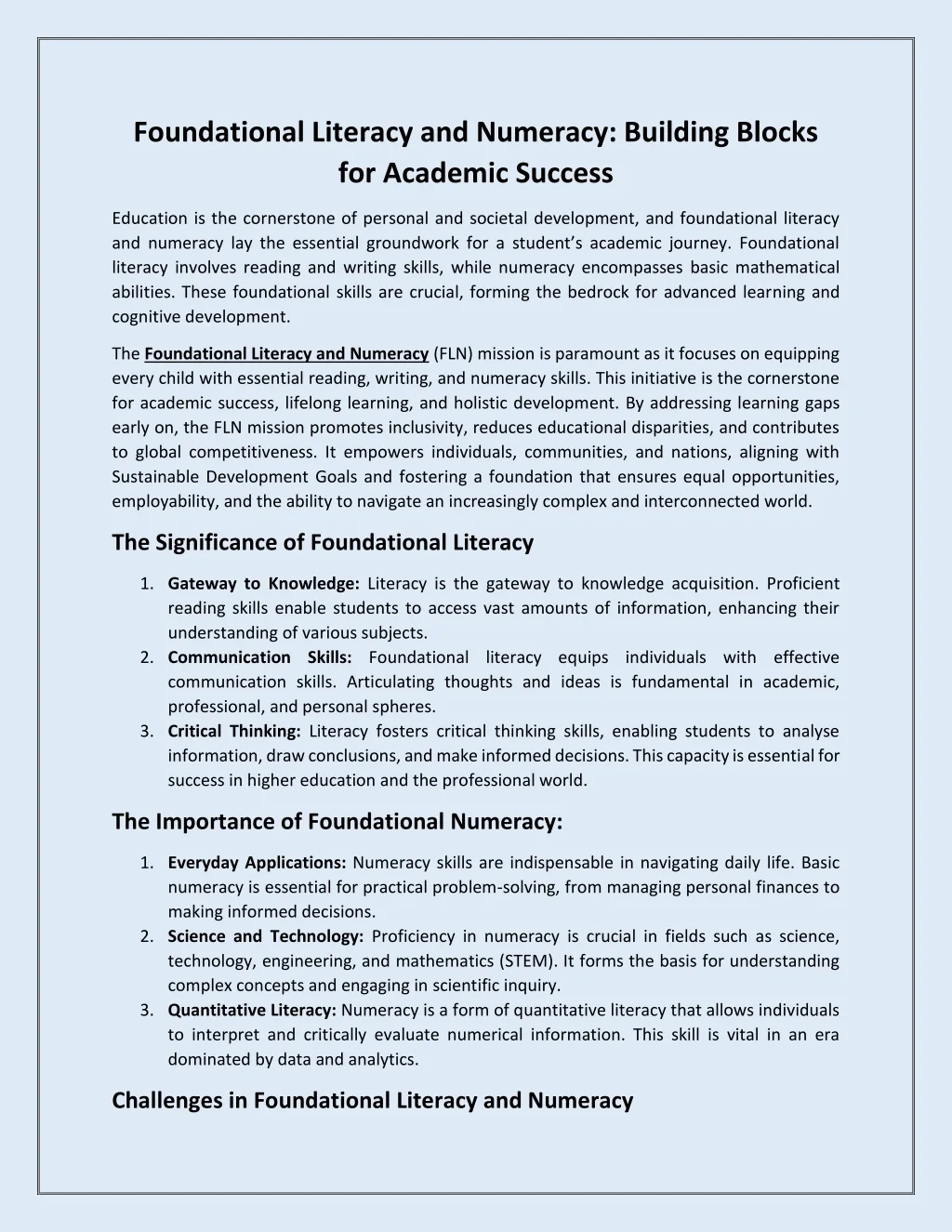 PPT - Foundational Literacy and Numeracy Building Blocks for Academic ...