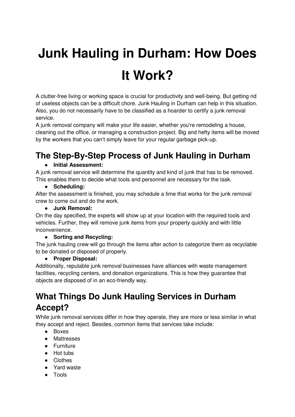 PPT - Junk Hauling in Durham How Does It Work PowerPoint Presentation ...
