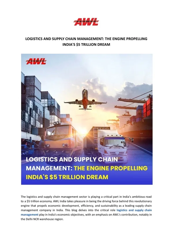 PPT - Logistics And Supply Chain Management Fulfilling Indias 5 ...