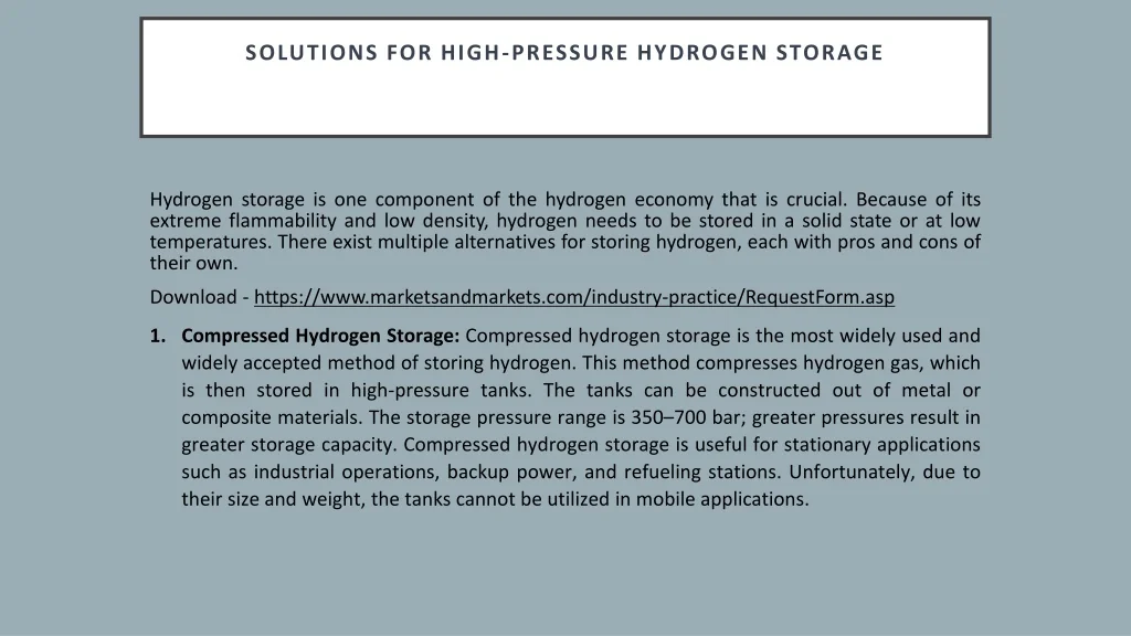 PPT - Solutions for High-Pressure Hydrogen Storage PowerPoint ...