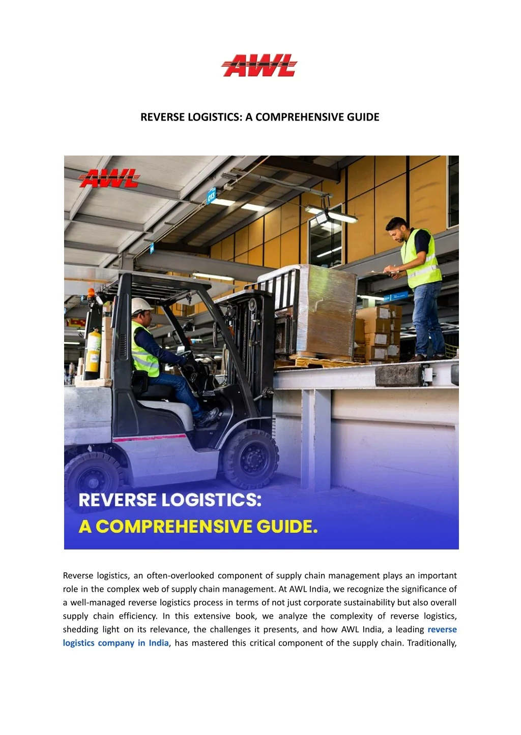 PPT - Reverse Logistics: A Comprehensive Guide - AWL India PowerPoint Presentation - ID:12681191