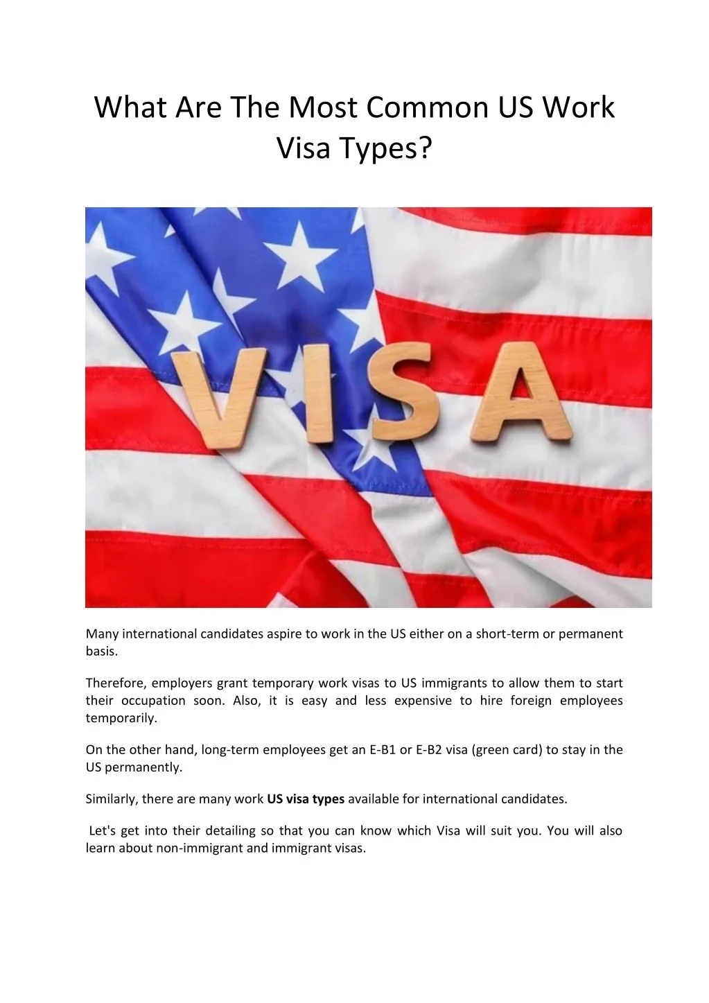 PPT - What Are The Most Common US Work Visa Types PowerPoint ...