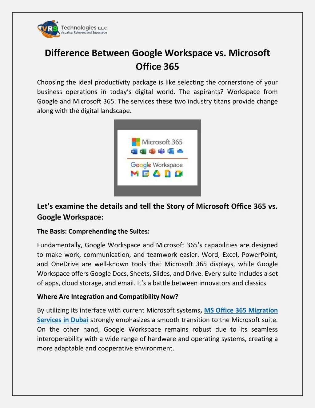 PPT - Difference Between Google Workspace vs Microsoft Office 365 ...